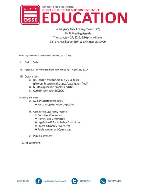 Fillable Online Osse Dc Bega Dc Govinteragency Coordinating Council