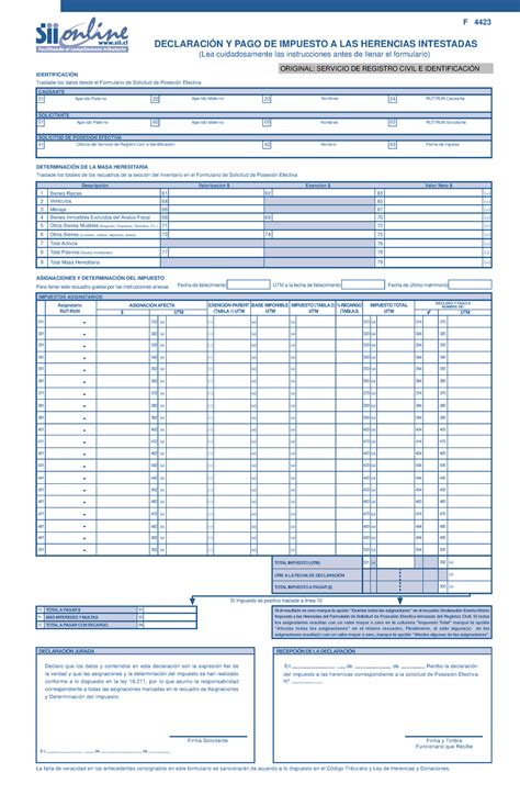 Formulario 4423 Formulario Posesion Efectiva Pdf Para Tramitacion