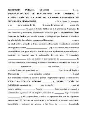 Fillable Online Tramitesnicaragua Gob Escritura P Blica N Mero