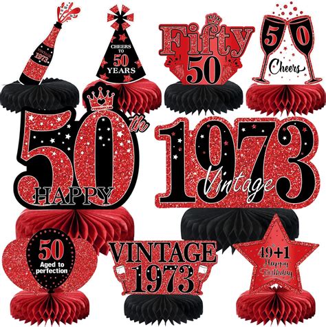 Amazon 9Pcs 50th Birthday Decorations Red And Black 50th Birthday