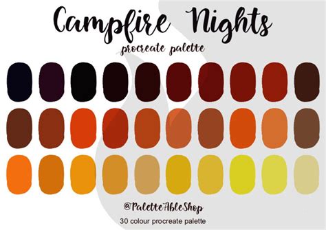 Campfire Nights Procreate Color Palette Ipad Color Etsy