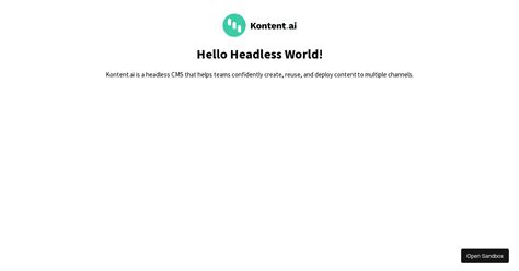Hello Headless World Built Using Kontent Ai Codesandbox