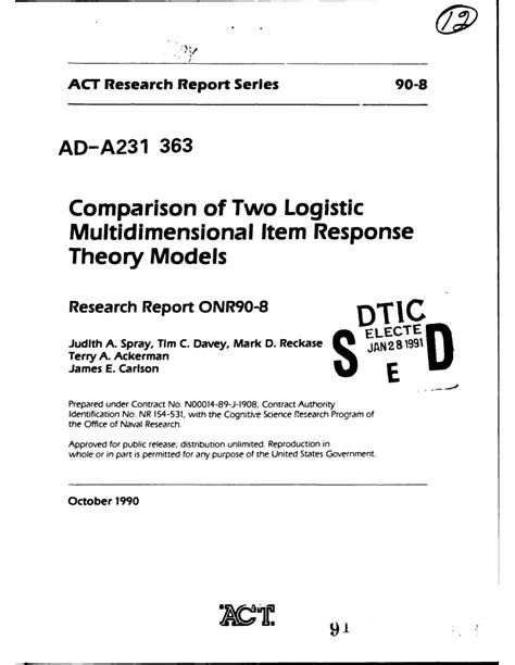 pdf comparison of two logistic multidimensional item response theory models