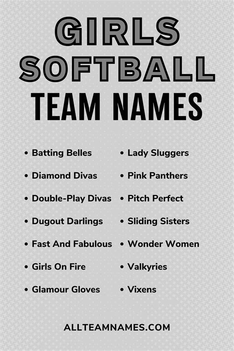 Best Softball Team Names By Category