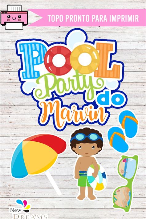 Arquivo Digital Topo De Bolo Pool Party Para Imprimir Elo