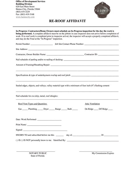Re Roof Affidavit Fill Out Sign Online DocHub