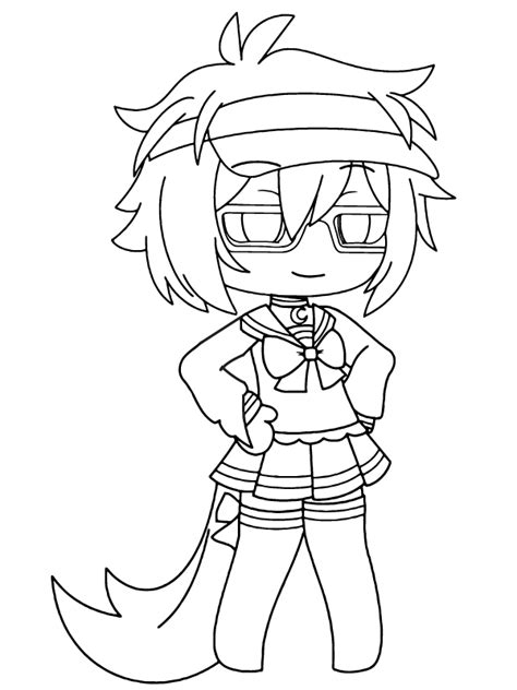 Gacha Nox Personaje Con Cola Para Colorear Imprimir E Dibujar