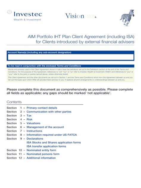 Iwi V Aim Portfolio Iht Plan Cal Investec Fill Out Sign