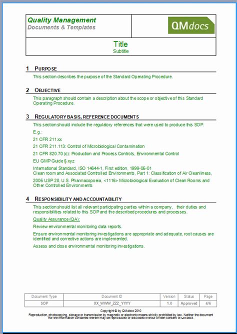 Standard Operation Procedure Format Desalas Template
