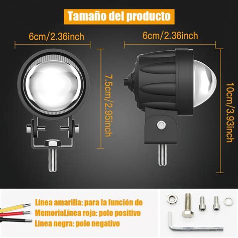 Par Faros De Lupa 60w Luz Spot Doble Color Para Auto Moto Meses Sin