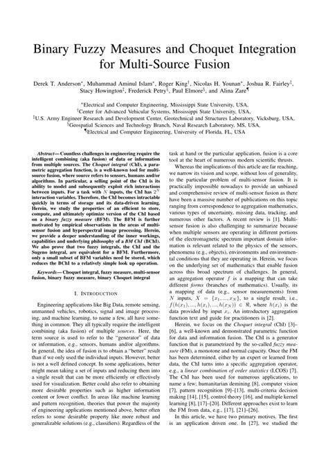 pdf binary fuzzy measures and choquet integration for multi source fusion