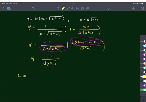 solved find the arc length of the curve below on the given interval y ln x for 1