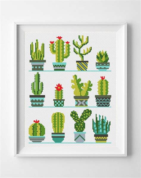Cactus Cross Stitch Pattern Succulent Plants Cactus Flower Etsy