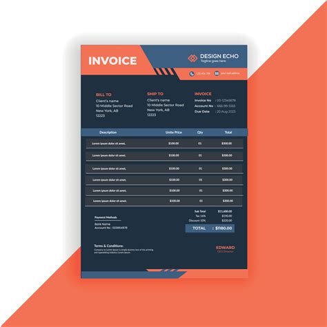 Business Invoice Template Clean Modern Corporate Invoice Design