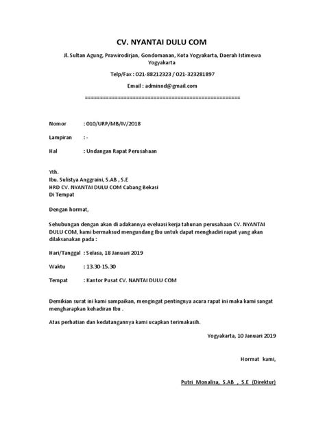 Detail Contoh Surat Undangan Rapat Kantor Koleksi Nomer 11
