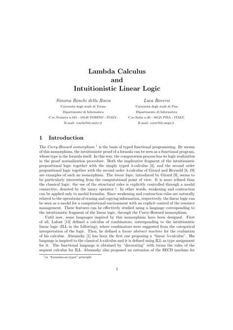 pdf lambda calculus and intuitionistic linear logic