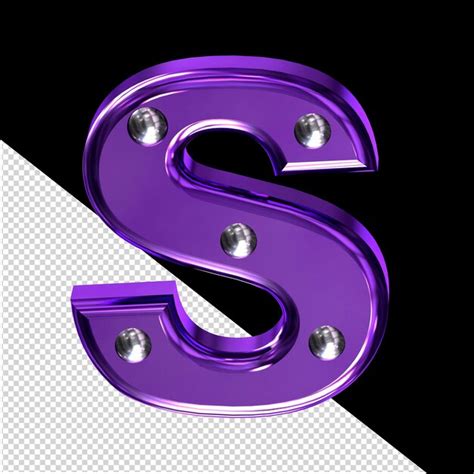 Símbolo 3d roxo rebites de metal letra s PSD Premium