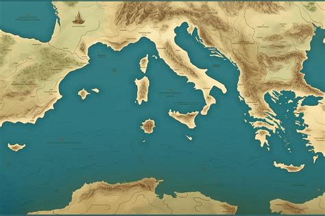 Un Mapa Del Mar Mediterr Neo Foto Premium