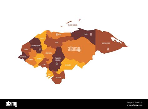 Honduras Mapa político de las divisiones administrativas