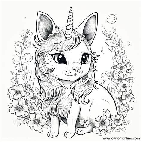 Dibujo De Gato Unicornio Para Colorear