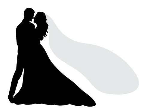 Premium Vector Black Silhouette Of The Bride And Groom On A White