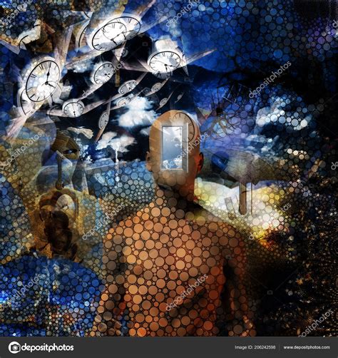 Pintura Abstracta Hombre Desnudo Con Puerta Abierta Otro Mundo Lugar