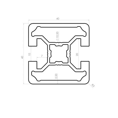 Profilé aluminium 40x40 fente 10 mm