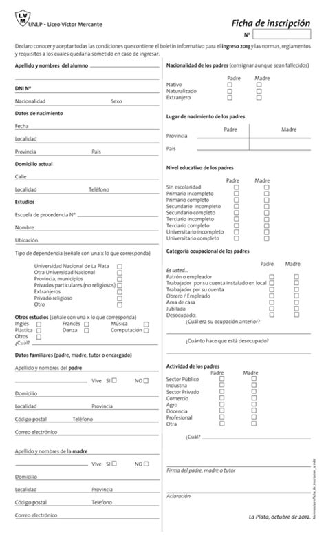 Descargar Ficha De Inscripci N Imprimir En HOJA OFICIO