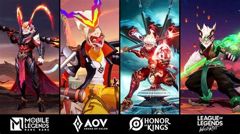 4 Sun Wukong Skins Effect MLBB AOV HOK LOLWR YouTube