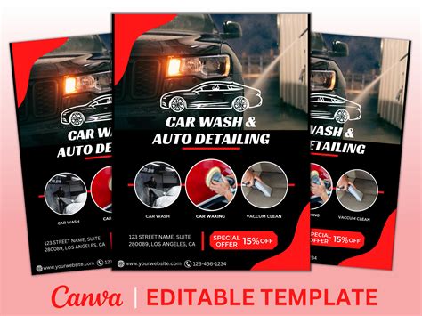 Car Wash Flyer Editable Template Car Detailing Flyer Car Etsy