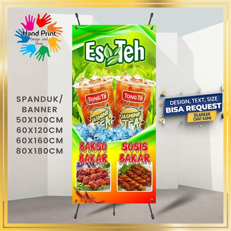 Jual Cetak SPANDUK BANNER MMT Es Teh Poci Es Teh Tong Tji X Sosis