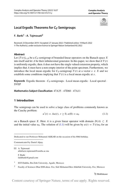 local ergodic theorems for c 0 semigroups request pdf