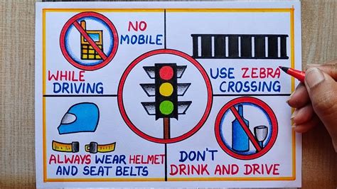 Road Safety Drawing How To Draw Road Safety Drawing Easy 53 OFF