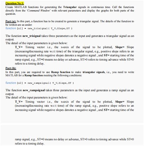 solved question no 1 create matlab functions for generating