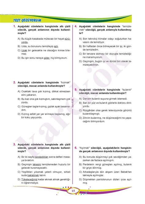 5 SINIF TÜRKÇE SORU BANKASI Karekök Yayıncılık