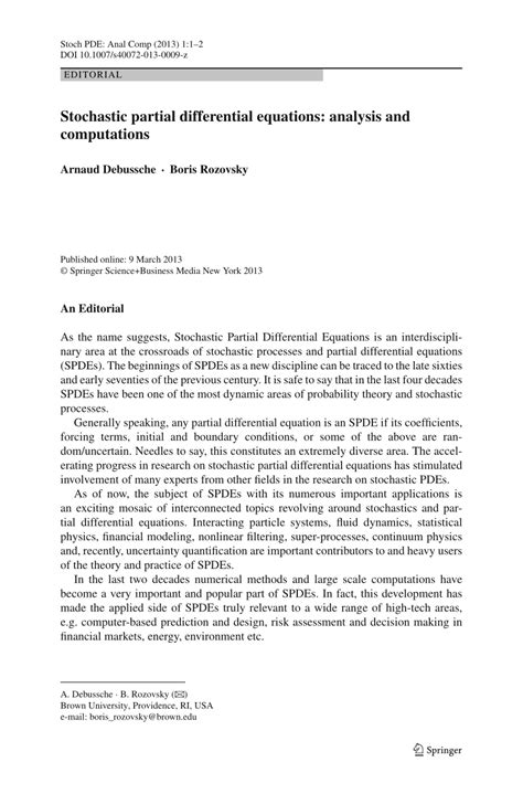pdf stochastic partial differential equations analysis and computations