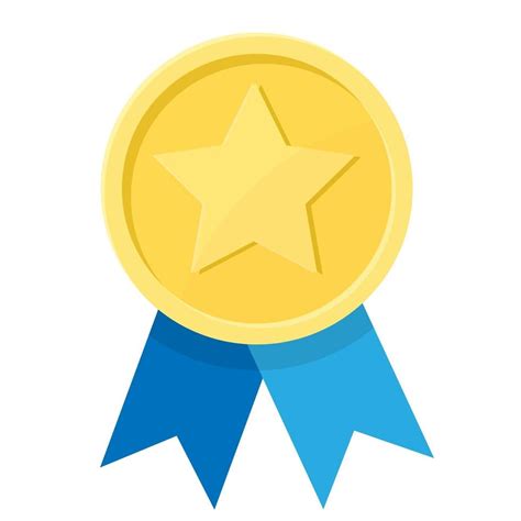 Simple Illustration Of Golden Award Medal With Ribbons For Winners