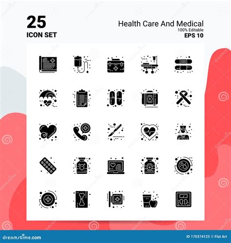 Health Care And Medical Icon Set Editable Eps Files Stock