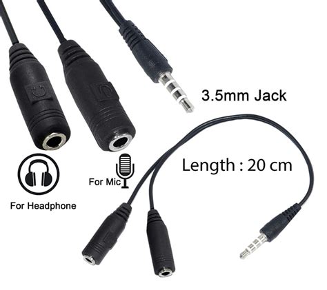 Nisun Mm Jack Headphone Mic Audio Y Splitter Cable Male To