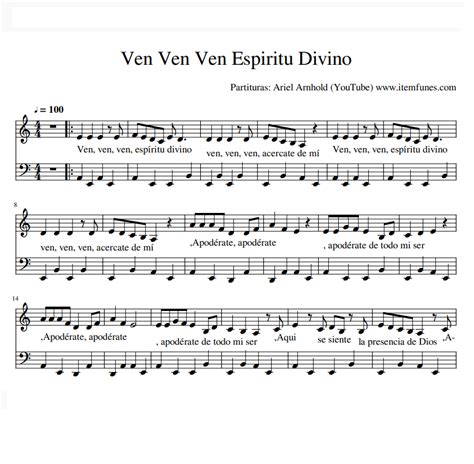 Ven Ven Ven Espiritu Divino Partitura Cristiana Gratis Notas Acordes Pdf