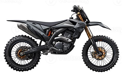 Motocross Isolated On Transparent Background Black Trail Bike Isolated