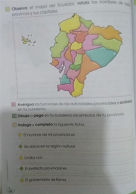 Observa El Mapa Del Ecuador Rotula Los Nombres De Cada Provincia Y Sus
