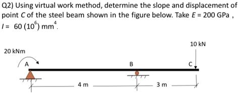 solved q2 using virtual work method determine the slope and displacement of point cof the