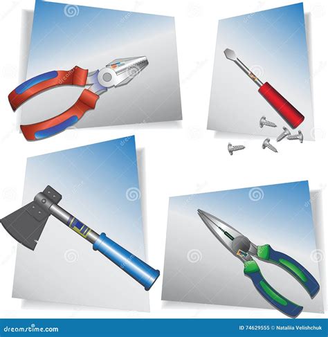 Ferramentas Manuais Da Construção Ilustração Colorida Do Vetor