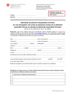 Fillable Online Demande De Permis D Acquisition D Armes En Vue D