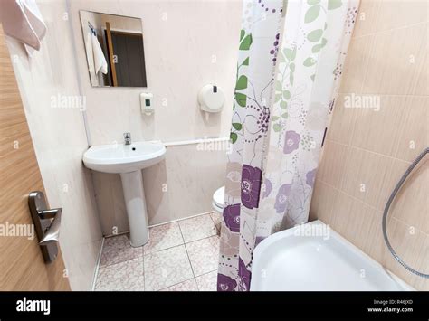 Bathroom With Sink Toilet And Shower Tray Stock Photo Alamy