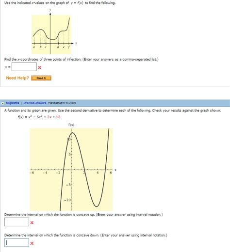 solved use the indicated x values on the graph of y f x