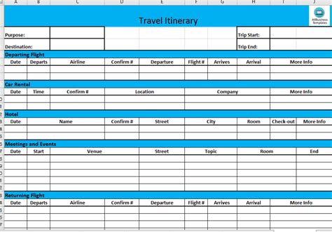 Trip Itinerary Template Google Docs