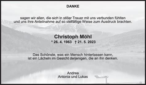 Danksagung Christoph Möhl 10 06 2023 Teckbote Trauerportal