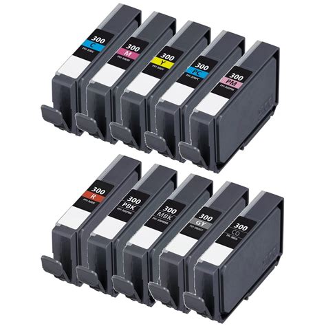 Canon PFI 300 Inkjet Bundle Pack 10 Cartridges Compatible